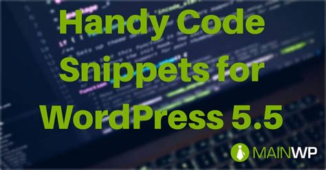 Handy Code Snippets For WordPress 5 5 MainWP WordPress Management