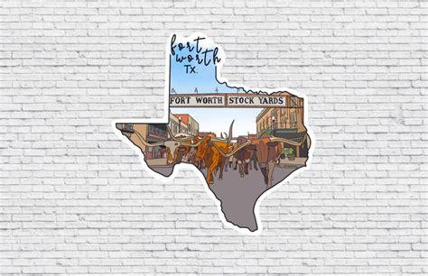 Fort Worth Texas Stockyards Design Sticker And Magnet Vinyl