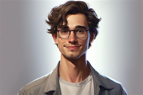 Premium Photo A Drawing Of A Man Wearing Glasses And A Gray Shirt