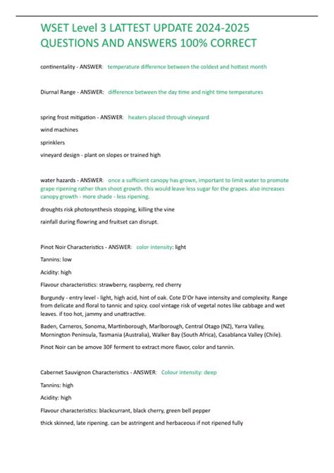 Wset Level 3 Lattest Update Questions And Answers 100 Correct Continentality Answer