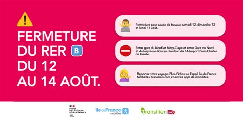 Interruption du RER B sur l axe nord les 12 13 et 14 août reportez