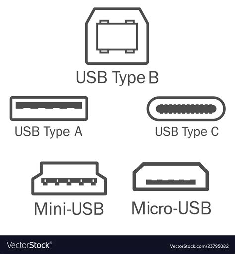 Usb Port Icon Set Flat Royalty Free Vector Image