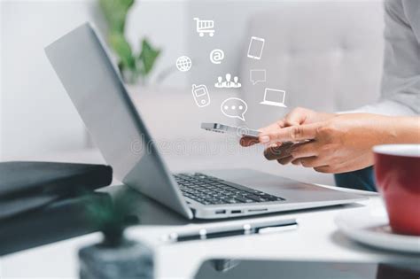 business woman using smart phone with social network service or sns