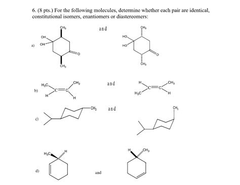 Solved 6 8 Pts For The Following Molecules Determine Chegg