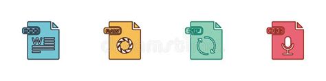 Icono Set Doc File Document Raw Y Ogg Vector Stock De Ilustraci N