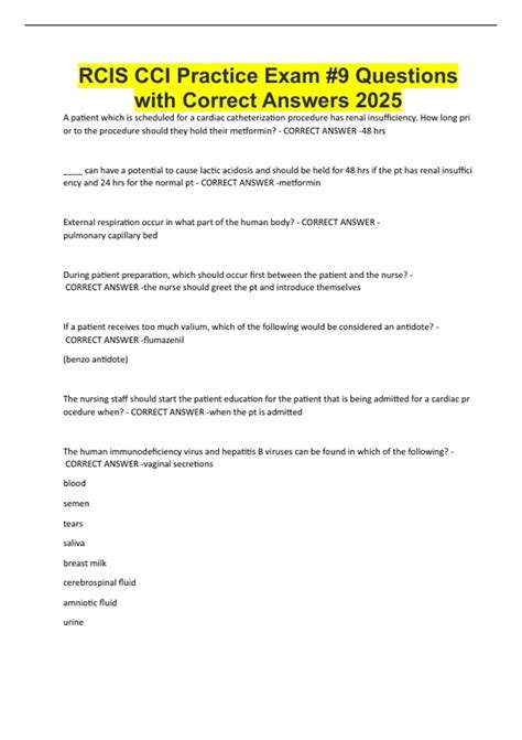 Rcis Cci Practice Examrcis Cci Practice Exam 9 Questions With Correct Answers 2025 Cci