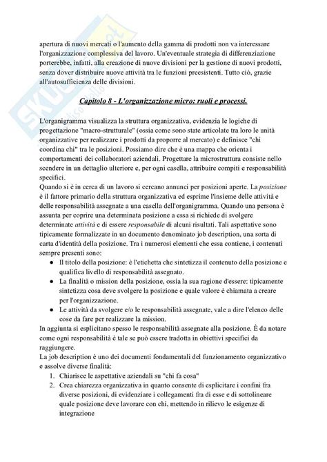 Riassunto Esame Organizzazione Aziendale Prof Pellegrini Lorenzo