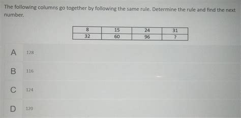 Solved The Following Columns Go Together By Following The Same Rule