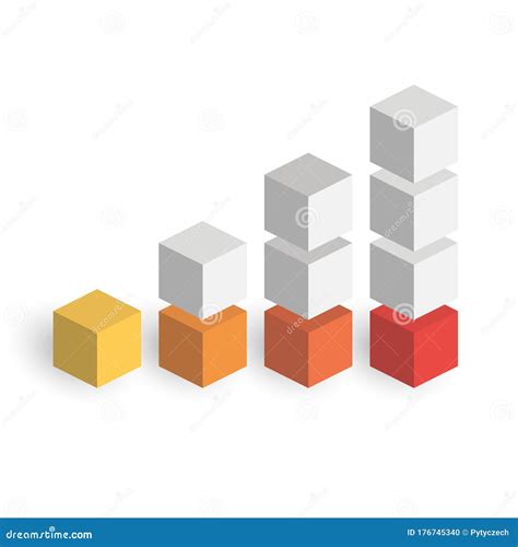 Bar Chart Of 4 Growing Columns 3d Isometric Colorful Vector Graph