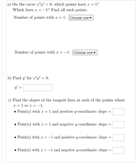 solved a on the curve x2y2 9 which points have x 1 which
