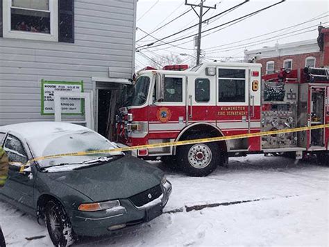 Fire Truck Slips On Ice And Slams Into Car Home In Wilmington Del