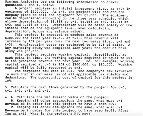 Solved Proiect Analysis Use The Following Information To Chegg