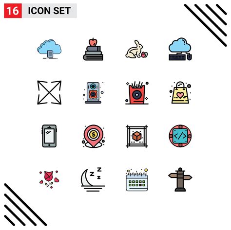 Set Of 16 Vector Flat Color Filled Lines On Grid For Data Mouse Science