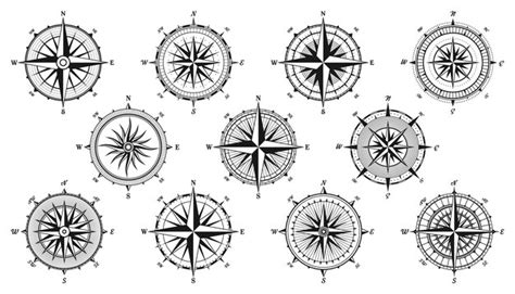 Vintage Marine Windrose Seekarte Monochromer Navigationskompass Mit