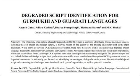 Aditya Kuchhal On Linkedin Researchpaper Finalyearproject Teamworktriumphs Ijcds Ocr
