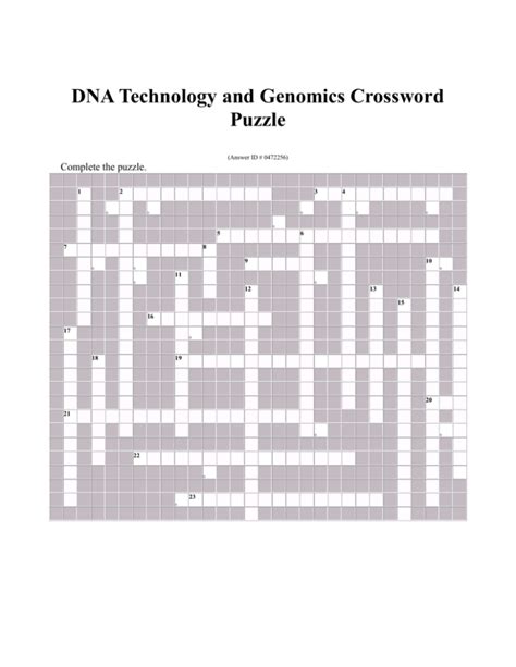 Dna Technology And Genomics Crossword Puzzle