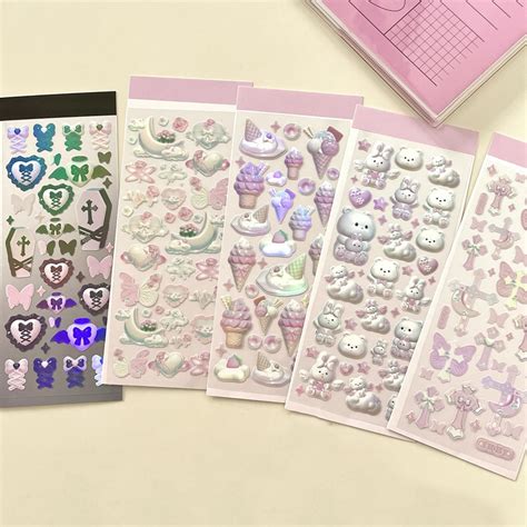 귀여운 별 달 장미 시리즈 레이저 스티커 손 계정 아이돌 카드 Diy 소재 장식 스티커 맞춤형 한국 문구