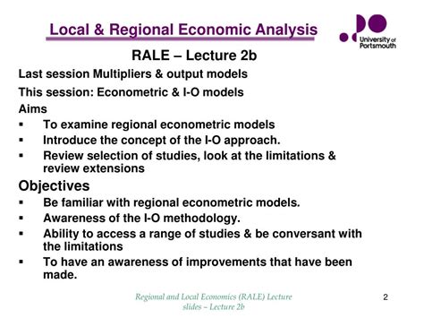 ppt lecture 2b introduction to econometric and input output models