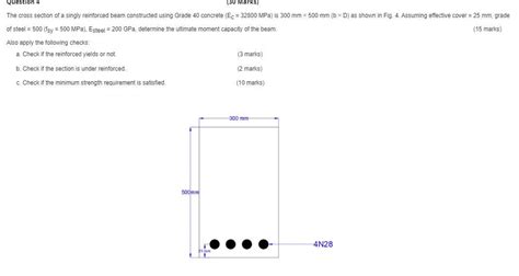 Solved The Cross Section Of A Singly Reinforced Beam Chegg