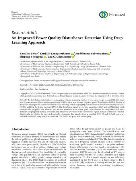 Pdf An Improved Power Quality Disturbance Detection Using Deep Learning Approach