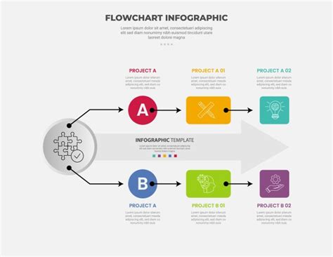 Flowchart Infographic Outline Style Royalty Free Vector