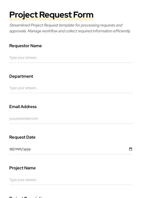 Project Request Form Template Free Form81