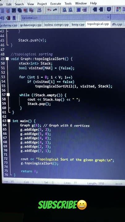 Topological Sorting In C Codinglife Coding Programminglanguage Codelife Codingtime Youtube