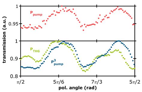 polarization dependence of the transmission through the substrate red