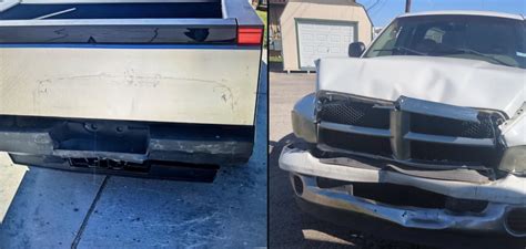 Tesla Cybertruck Ends Up With Dodge Ram Shaped Imprint After Crash