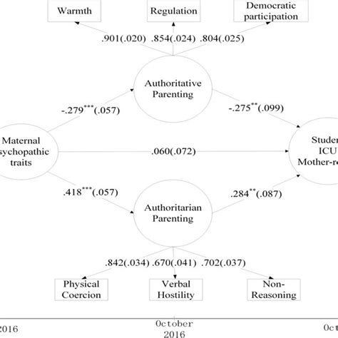 structural equation model with standardized coefficients standard
