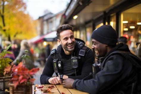Premium Ai Image Police Officer Engaging In A Community Policing