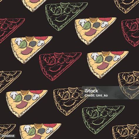 이음새 없는 패턴 손 드로잉 Pizza 갈색에 대한 스톡 벡터 아트 및 기타 이미지 갈색 그리기 낙서 드로잉 Istock