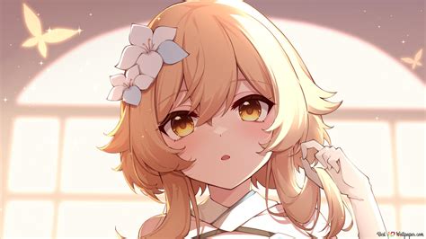 Princess Lumine Pretty Golden Eyes Genshin Impact 2k Wallpaper Download