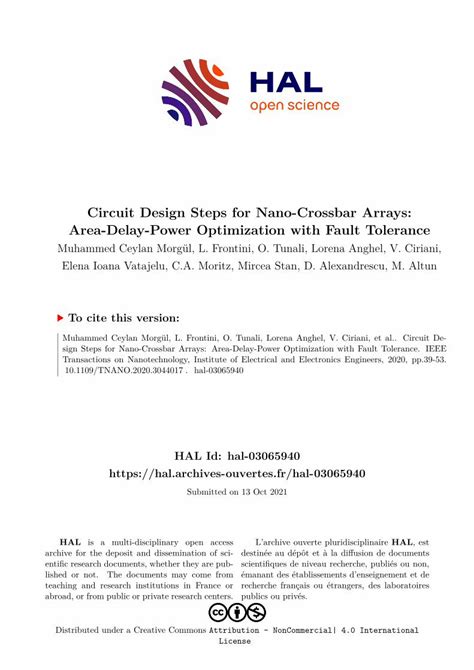 Pdf Circuit Design Steps For Nano Crossbar Arrays Area Delay