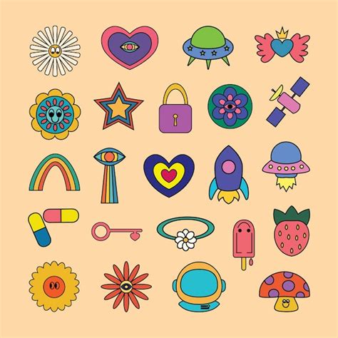 Premium Vector Groovy Pop Retro Style Elements