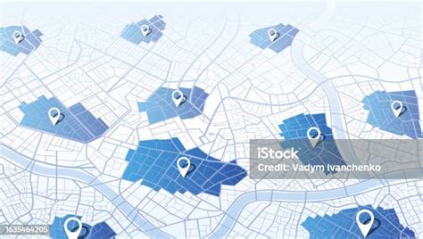 여러 목적지 포인트 벡터 아이소메트릭 현대 추상 지도 거리 도로가 있는 원근감 Gps 네비게이터 화면 위치 도시 평면도 다채로운