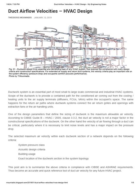 Duct Airflow Velocities Hvac Design My Engineering Notes Pdf Duct Flow Building