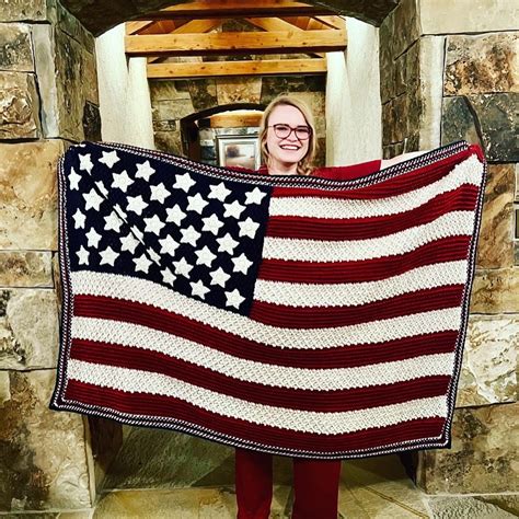 American Flag Blanket Textured Crochet Amigurumi Pattern Digital