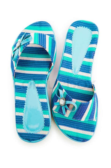 Sommer Farverige Sko P Hvid Stock Foto Colourbox