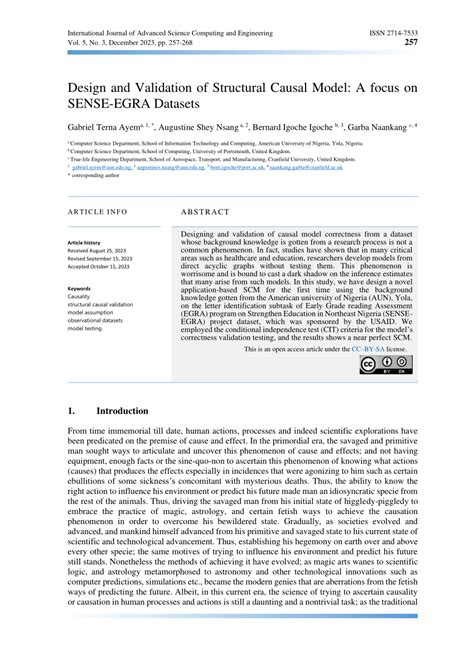 Pdf Design And Validation Of Structural Causal Model A Focus On
