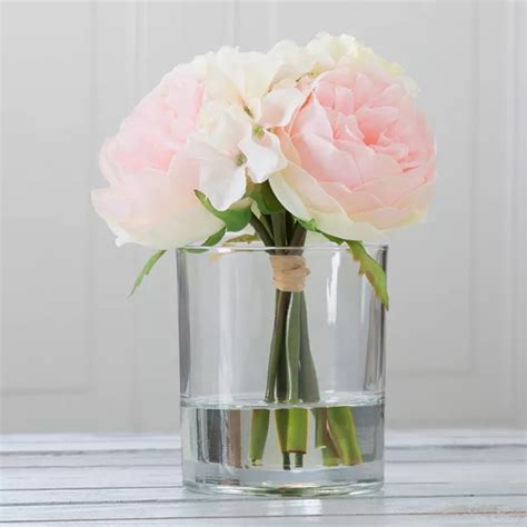 Pure Garden Artificial Hydrangea And Rose Floral Arrangement