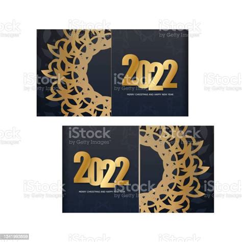 인사말 카드 템플릿 2022 메리 크리스마스와 고급 골드 장식과 검은 색의 새해 복 많이 받으세요 2022년에 대한 스톡 벡터 아트 및 기타 이미지 Istock