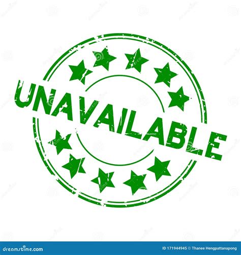 Grunge Green Unavailable Word With Star Icon Round Rubber Stamp On