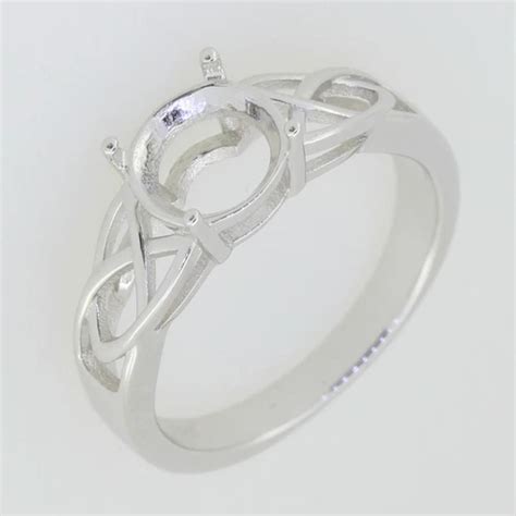 925 Sterling Silver Semi Mount Ring Setting 10mm Round Stone Stackable