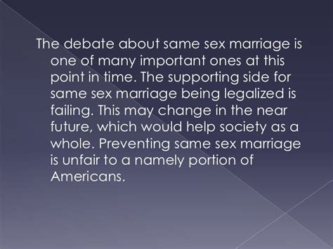 Same Sex Marriage Debate