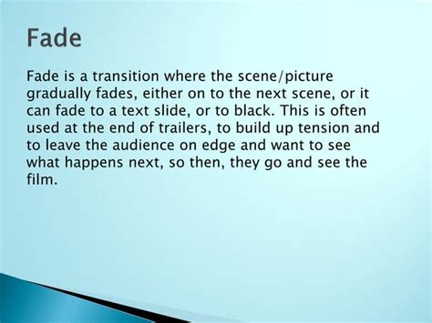 Camera Transitions And Edits Ppt