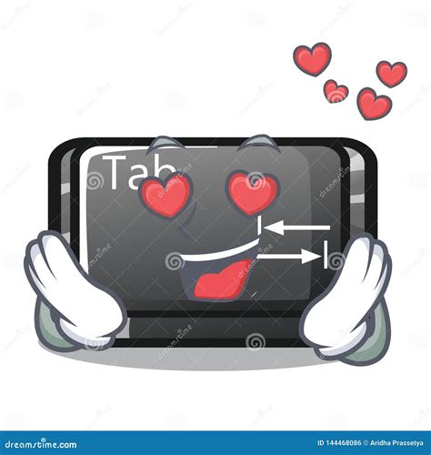 In Love Tab Button Attached To Cartoon Keyboard Stock Vector