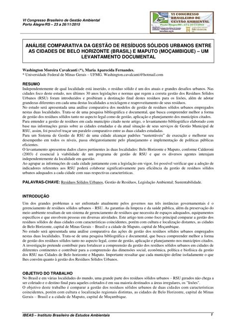 Pdf AnÁlise Comparativa Da GestÃo De ResÍduos SÓlidos Urbanos Entre