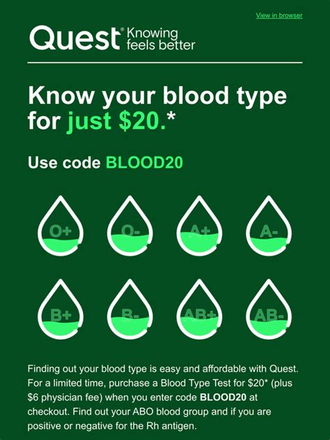 Quest Blood Type Tests Are Only 20 Milled