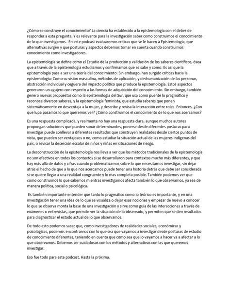 Cómo Se Construye El Conocimiento Pdf Conocimiento Experiencia